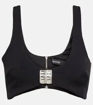 David Koma Embellished Cady Bra Top - Black