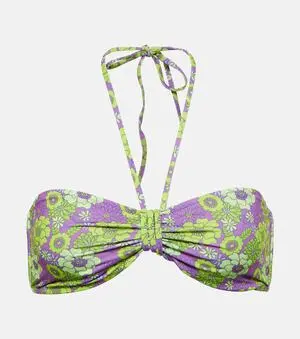BANANHOT Alin Floral Halterneck Bikini Top - Purple