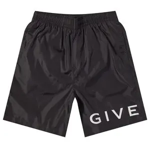Givenchy Logo Long Swim Shorts - Black/white