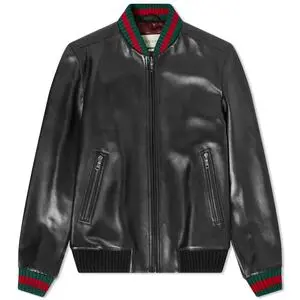 Gucci Taped Leather Bomber Jacket