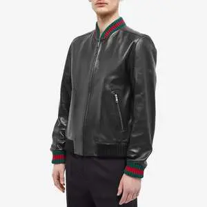 Gucci Taped Leather Bomber Jacket