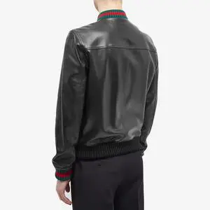 Gucci Taped Leather Bomber Jacket