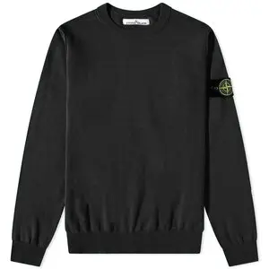 Stone Island Soft Cotton Crew Neck Knit Black