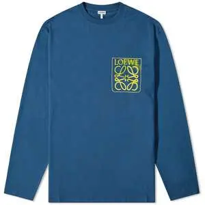 Loewe Long Sleeve Anagram Fake Pocket T-Shirt - Petroleum
