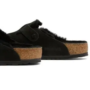 BIRKENSTOCK Boston Fur Clog - Black Suede