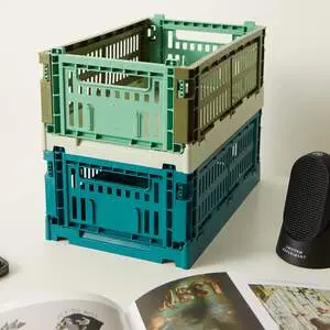 HAY Small Recycled Mix Colour Crate - Olive Dark Mint