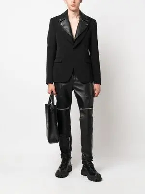 Moschino Faux-leather Notched-lapels Blazer