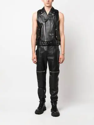 Moschino Zip-detail Fitted Leather Trousers