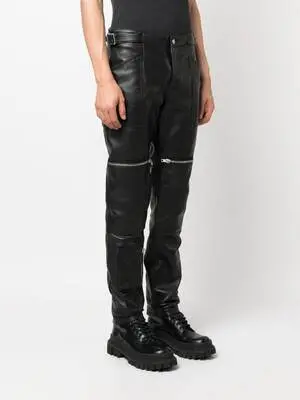 Moschino Zip-detail Fitted Leather Trousers
