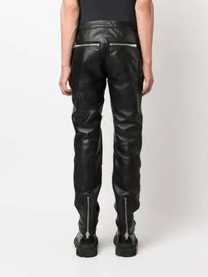 Moschino Zip-detail Fitted Leather Trousers