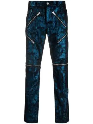 Moschino Multiple Zip-fastening-pockets Suede Trousers - Blue