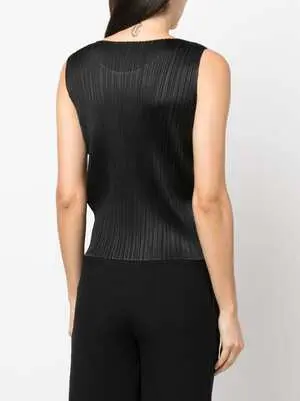 Issey Miyake Plissé Scoop-neck Vest - Black