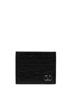 Valentino Garavani Vlogo Signature Leather Card Holder - Black