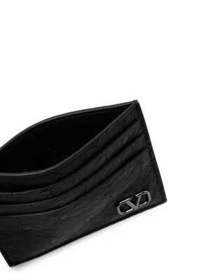 Valentino Garavani Vlogo Signature Leather Card Holder - Black