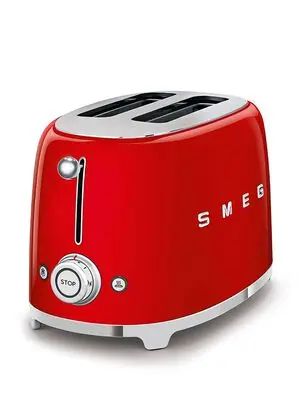 SMEG Logo-plaque Stainless Steel Toaster - Red