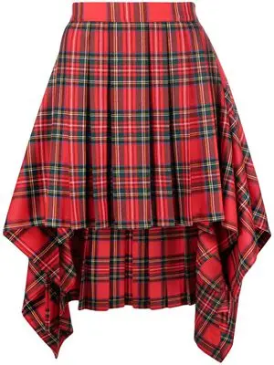 Moschino Checked Virgin-wool Skirt - Red