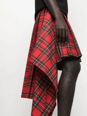 Moschino Checked Virgin Wool Asymmetrical Hem Skirt