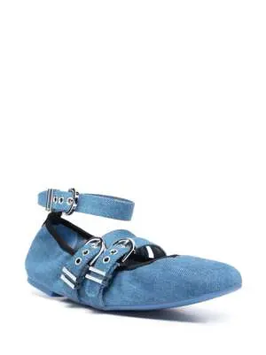 STUART WEITZMAN Maverick Leather Ballerina Flats - Blue