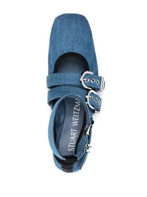 STUART WEITZMAN Maverick Leather Ballerina Flats - Blue