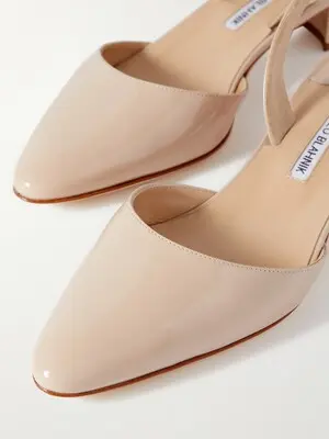 Manolo Blahnik Aspro 30 Patent-leather Pumps - Neutrals