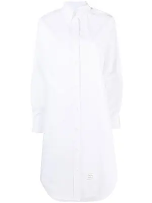 Thom Browne Logo-patch Detail Shirt Dress - White