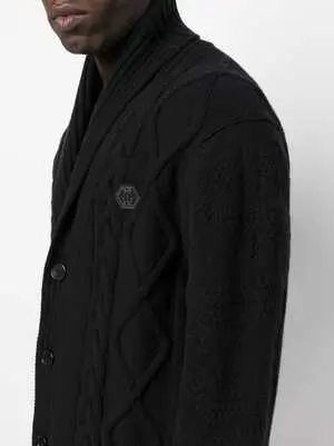 Philipp Plein Cable-knit Cardigan - Black