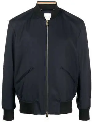 Paul Smith Zip-up Wool Bomber Jacket - Blue
