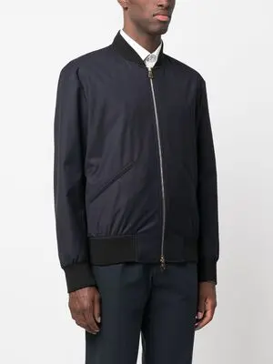 Paul Smith Zip-up Wool Bomber Jacket - Blue