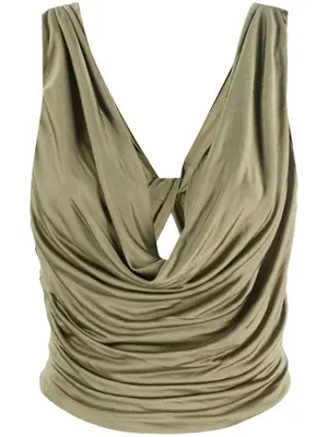Gauge81 Juara Draped Twisted Cropped Top - Green