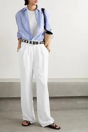 ANINE BING Carrie Twill Straight-leg Pants
