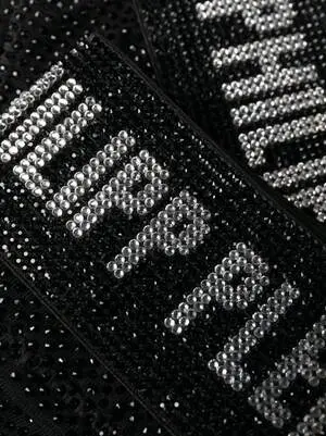 Philipp Plein Crystal-embellished Logo Thong - Black
