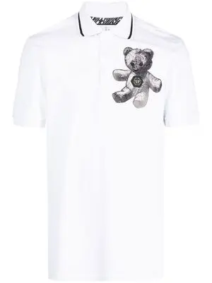 Philipp Plein Paisley Teddy Bear Polo Shirt