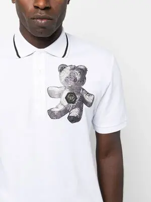 Philipp Plein Paisley Teddy Bear Polo Shirt