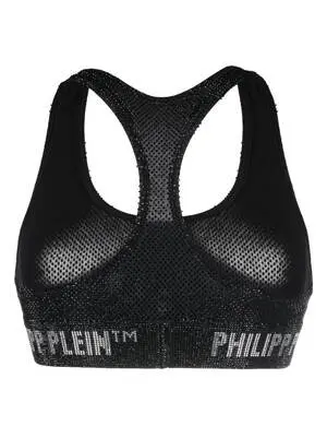 Philipp Plein Crystal-embellished Logo-underband Bra - Black