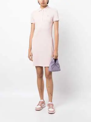 Lacoste Logo-patch Polo Shirt Dress - Pink
