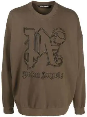 Palm Angels Embroidered-logo Cotton Sweatshirt - Brown