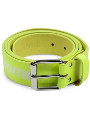 Supreme Repeat Leather Belt Green