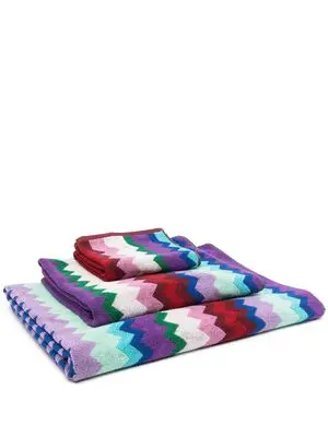 Missoni Zig-zag Print Cotton Towels - Red