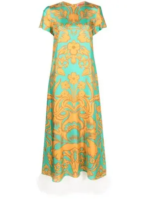 La DoubleJ Swing Floral-print Trimmed Dress