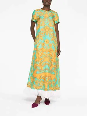 La DoubleJ Swing Floral-print Trimmed Dress