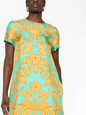 La DoubleJ Swing Floral-print Trimmed Dress