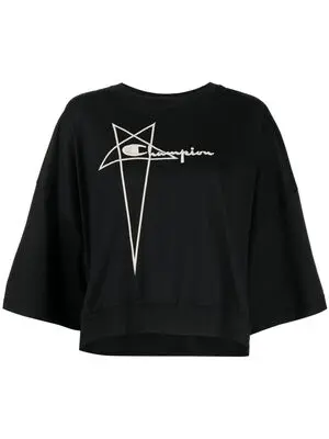 Rick Owens Logo-embroidered T-shirt - Black