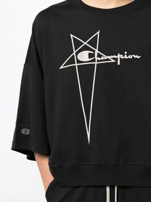 Rick Owens Logo-embroidered T-shirt - Black
