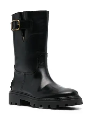 TOD'S Buckle-detail Leather Boots - Black