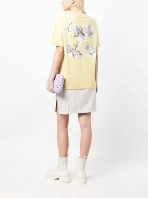 Off-White Floral Logo-print Short-sleeve T-shirt - Yellow