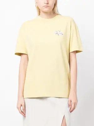 Off-White Floral Logo-print Short-sleeve T-shirt - Yellow