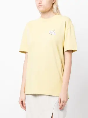 Off-White Floral Logo-print Short-sleeve T-shirt - Yellow