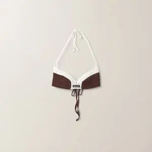 Miu Miu Cotton Knit Bra - Cocoa Brown
