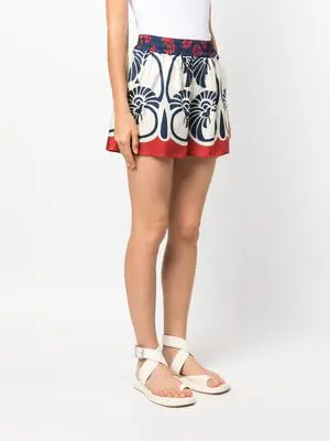 La DoubleJ Palmetto-print Silk Shorts