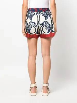 La DoubleJ Palmetto-print Silk Shorts